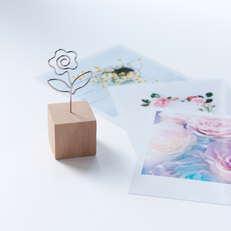 Flower Note Holder Wood Note Holder Wooden Photo Holder - Etsy