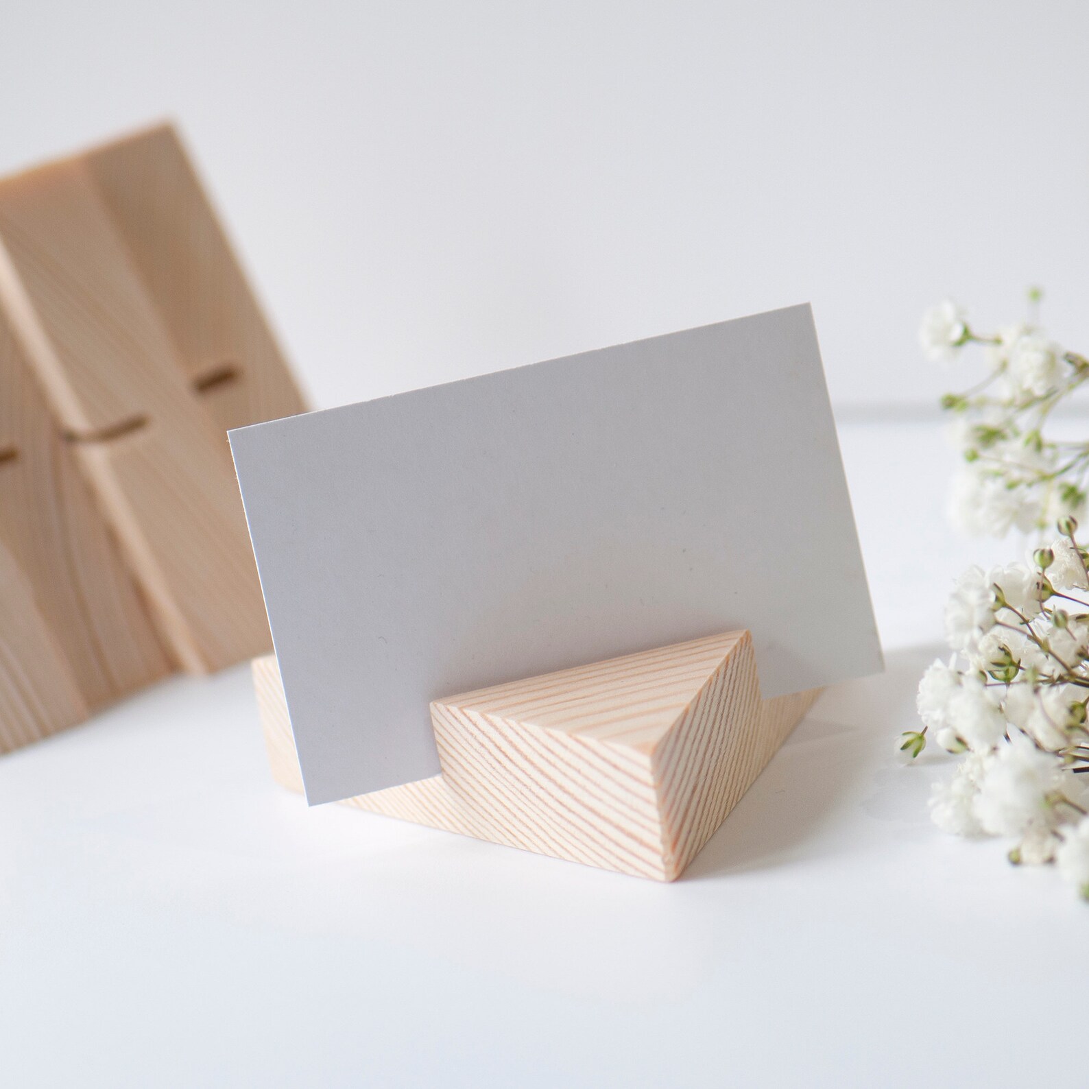 Triangle Card Holder Wood Wooden Card Holder Place Card | Etsy