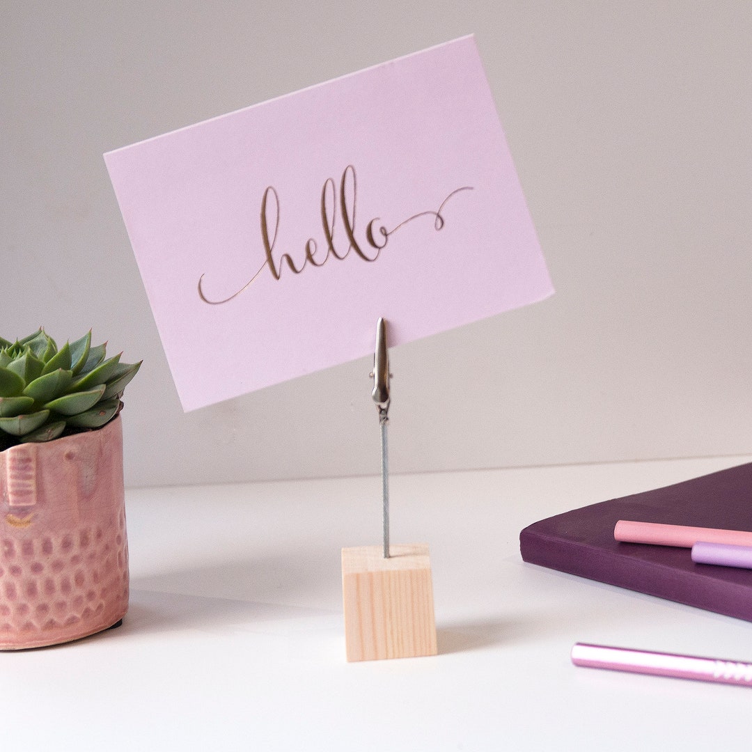 Wooden Desk Clip Note Holder Wood Modern Note Holder Photo - Etsy