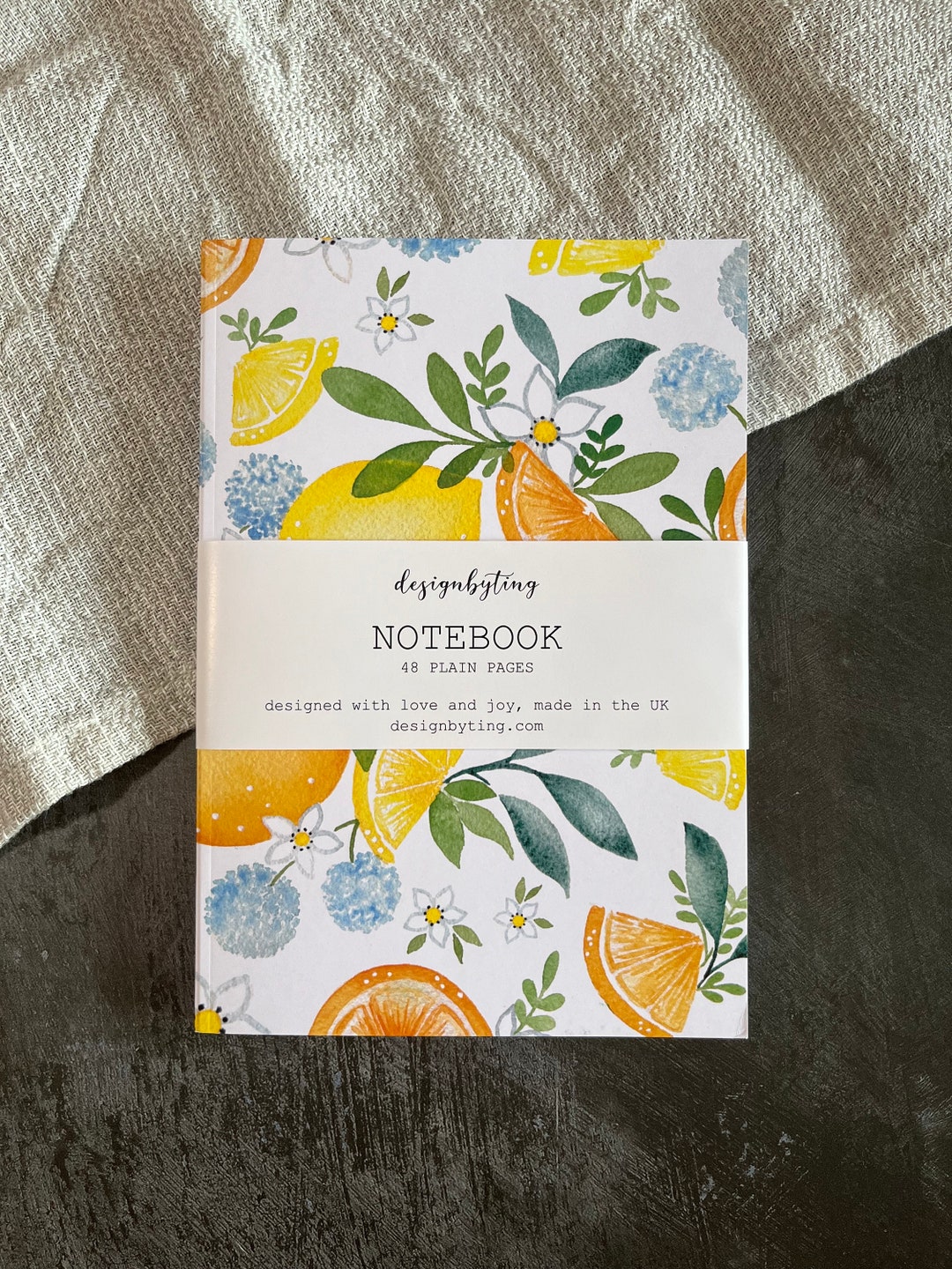 Spring Citrus Notebook - A5 Plain Paper Notebook - Blank Page Notebook ...