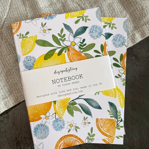 Spring Citrus Notebook - A5 Plain Paper Notebook - Blank Page Notebook ...