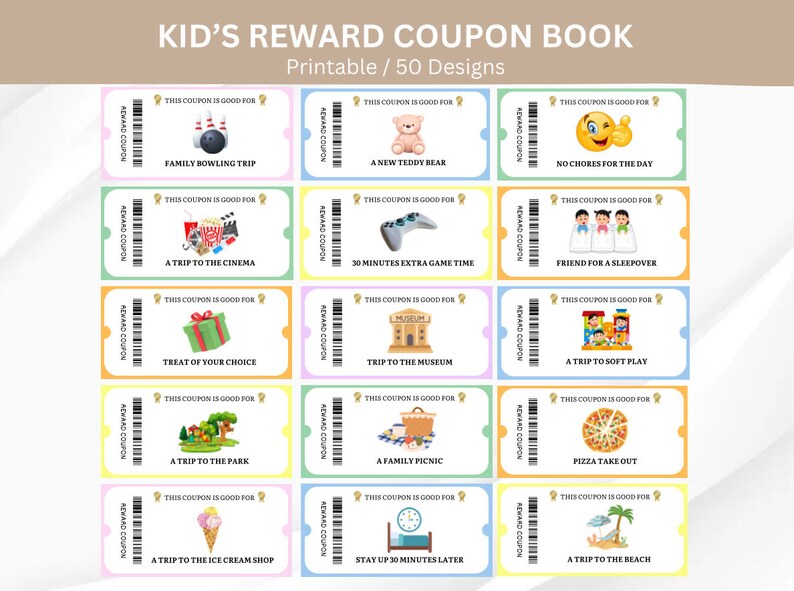Kid's Reward Tickets Printable, Kids Reward Coupons, Children's Good ...