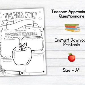 All About My Teacher Questionnaire, Colour In, Teacher Appreciation ...
