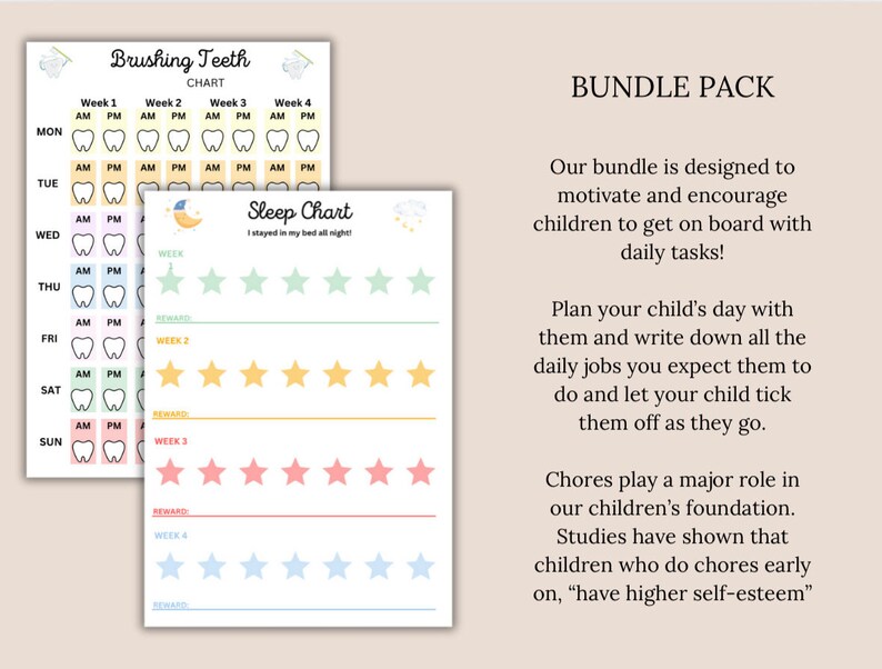 Childrens Chore Chart Planner Printable, Kids Chore Chart Bundle, Kids ...