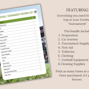 Football Tournament Packing List Printable, Sports Packing List ...