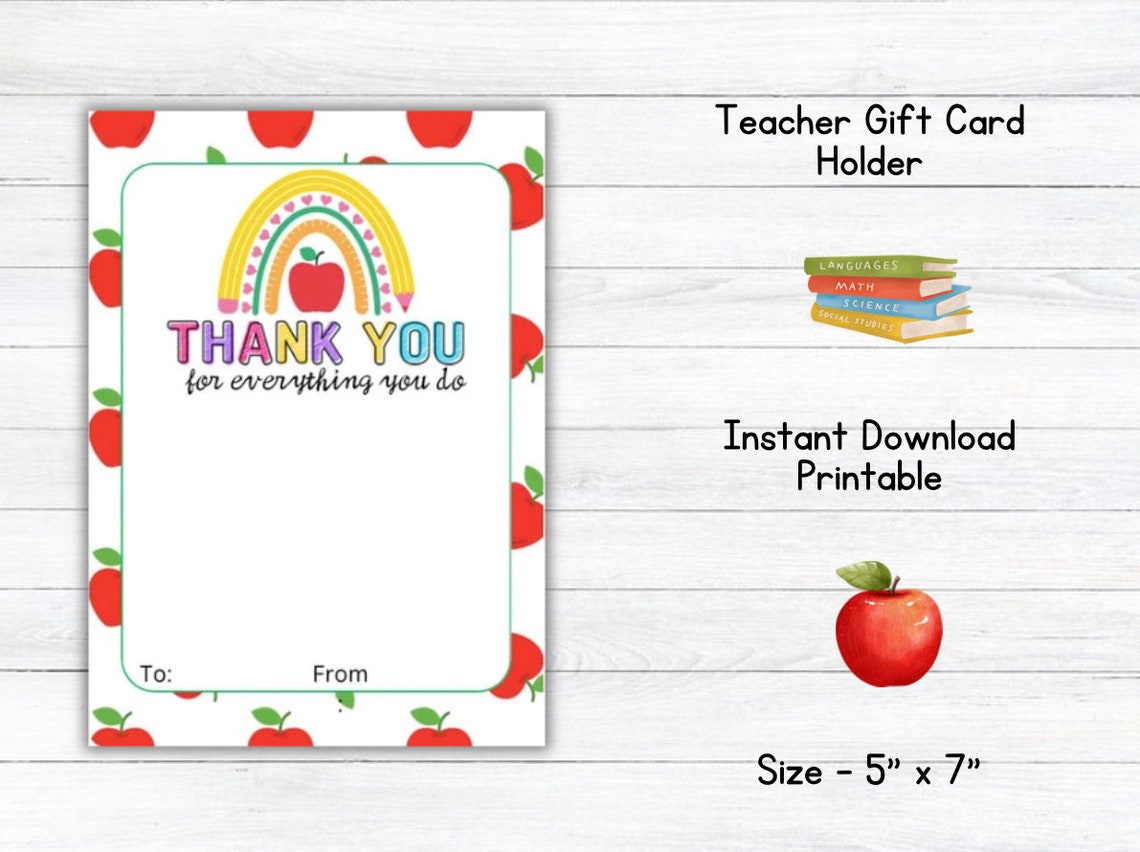 End of Year Teacher Gift Card Holder Template, Teacher Appreciation ...