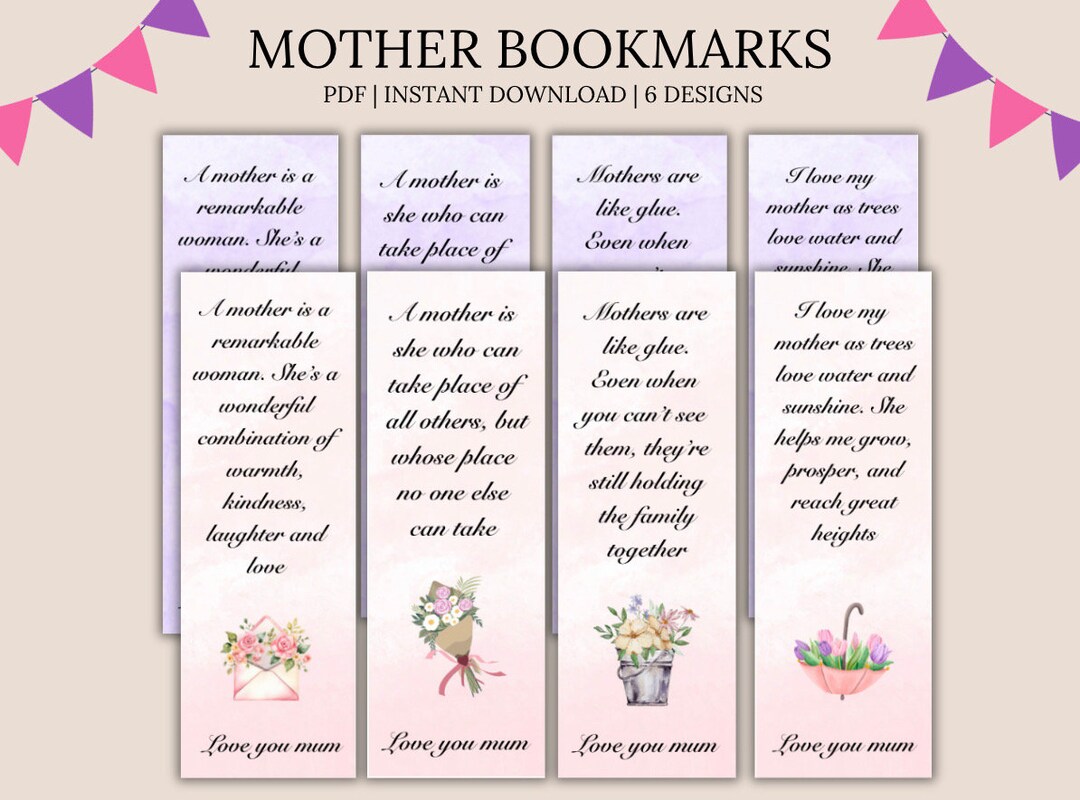 Mum Bookmark Printable, Floral Bookmark, Bookmark, Book Lover Gift ...