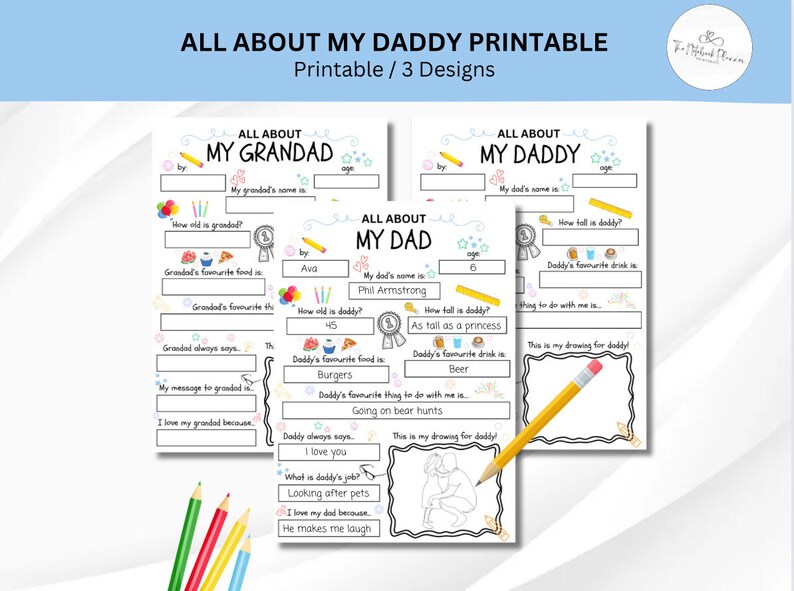 All About My Dad Questionnaire All About My Grandad Questionnaire ...