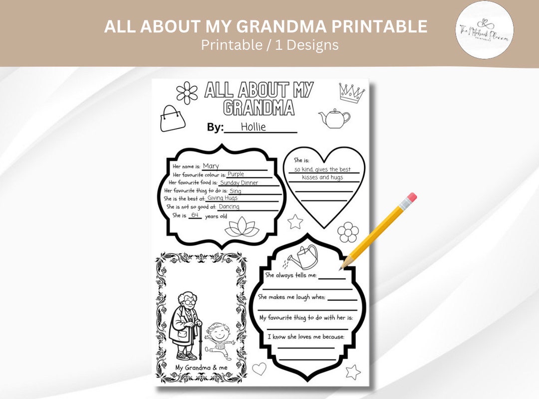 All About Grandma Printable, Fill in the Blanks Mothers Day Gift ...