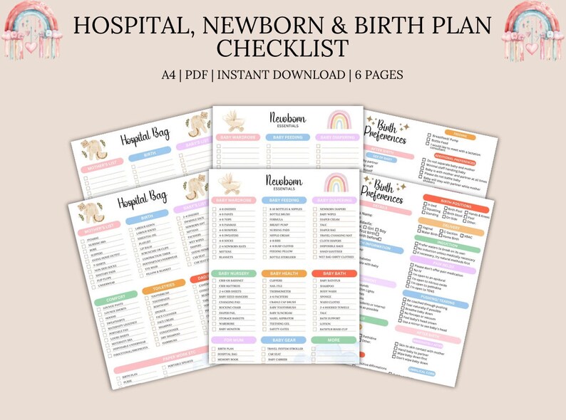 Pregnancy Checklist Bundle, Printable Pregnancy Planner to Do Lists ...