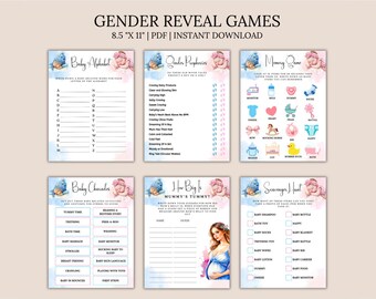 Gender Reveal Games Bundle, Gender Reveal Games, Gender Reveal Party Games, Blue Pink Gender ...