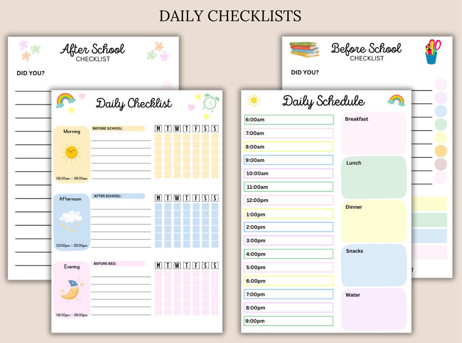 Childrens Chore Chart Planner Printable, Kids Chore Chart Bundle, Kids ...