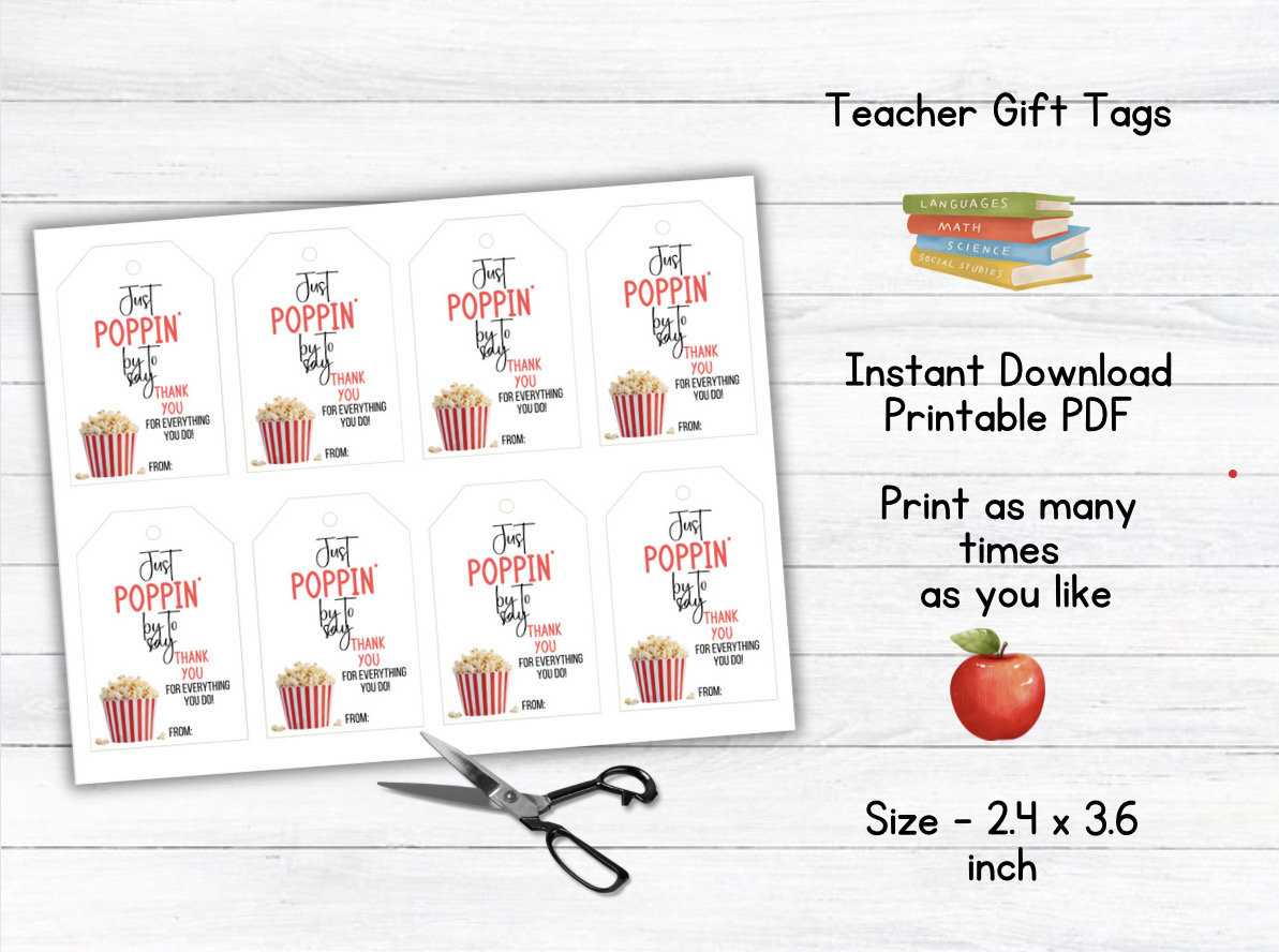 Teacher Gift Tags, Teacher Appreciation, Printable Teacher Gift Tags ...