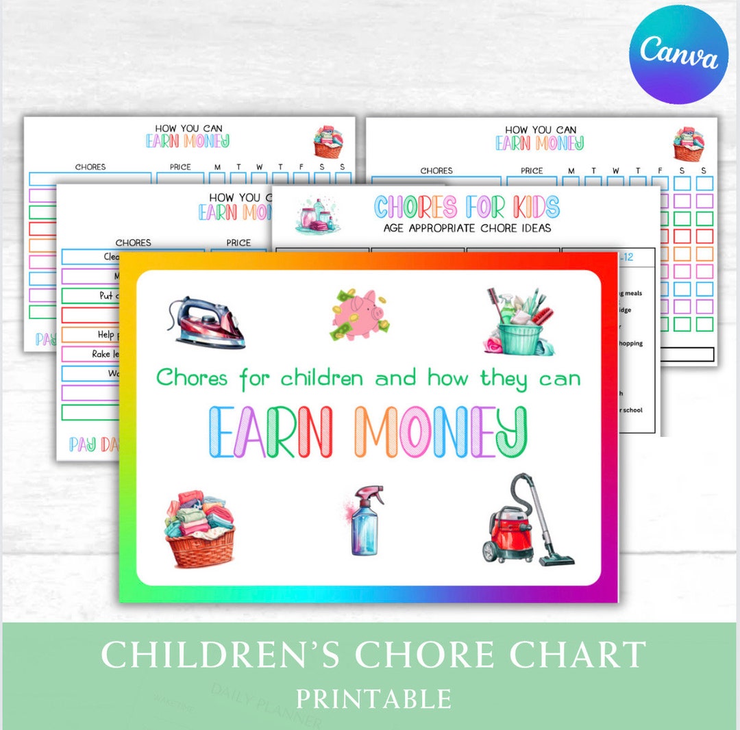 Editable Chore Charts for Children, Chore Chart for Kids, Allowances ...