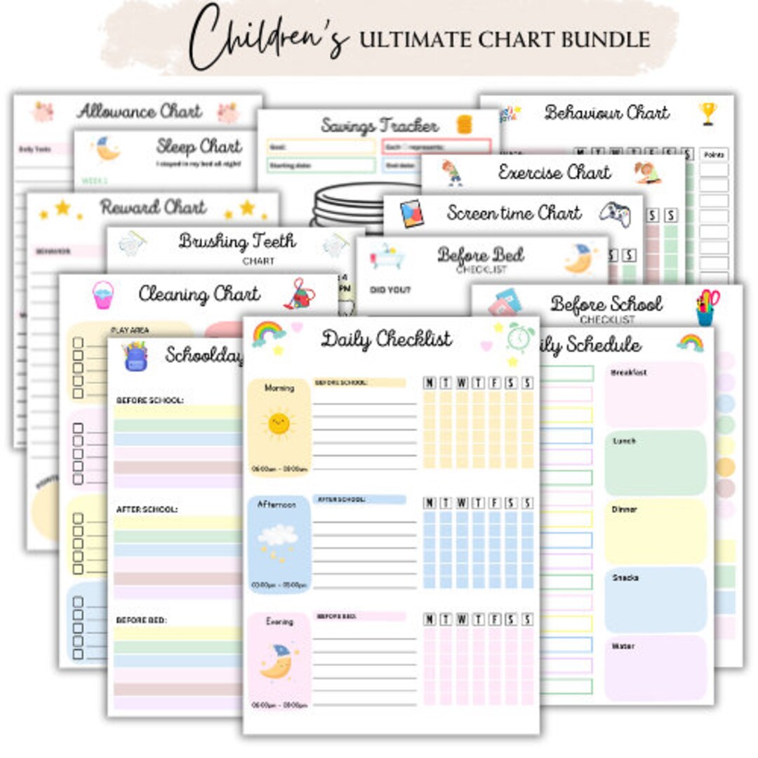 Editable Ultimate Chore Chart, Routine Kids Checklist, Routine Children ...