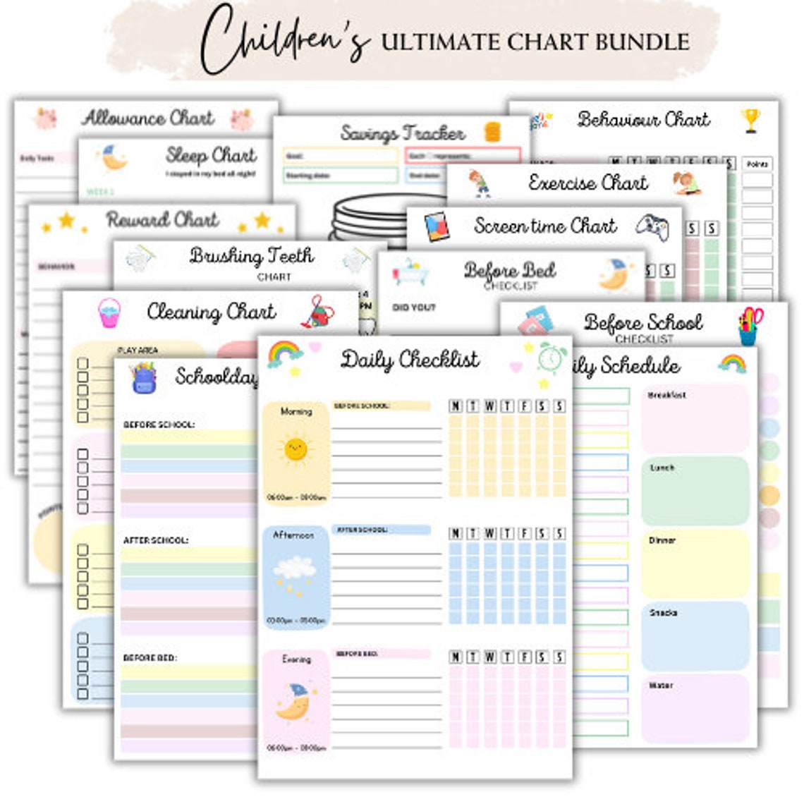 Editable Ultimate Chore Chart, Routine Kids Checklist, Routine Children ...