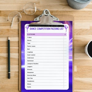 Dance Competition Packing List Printable, Dance Competition Checklist ...