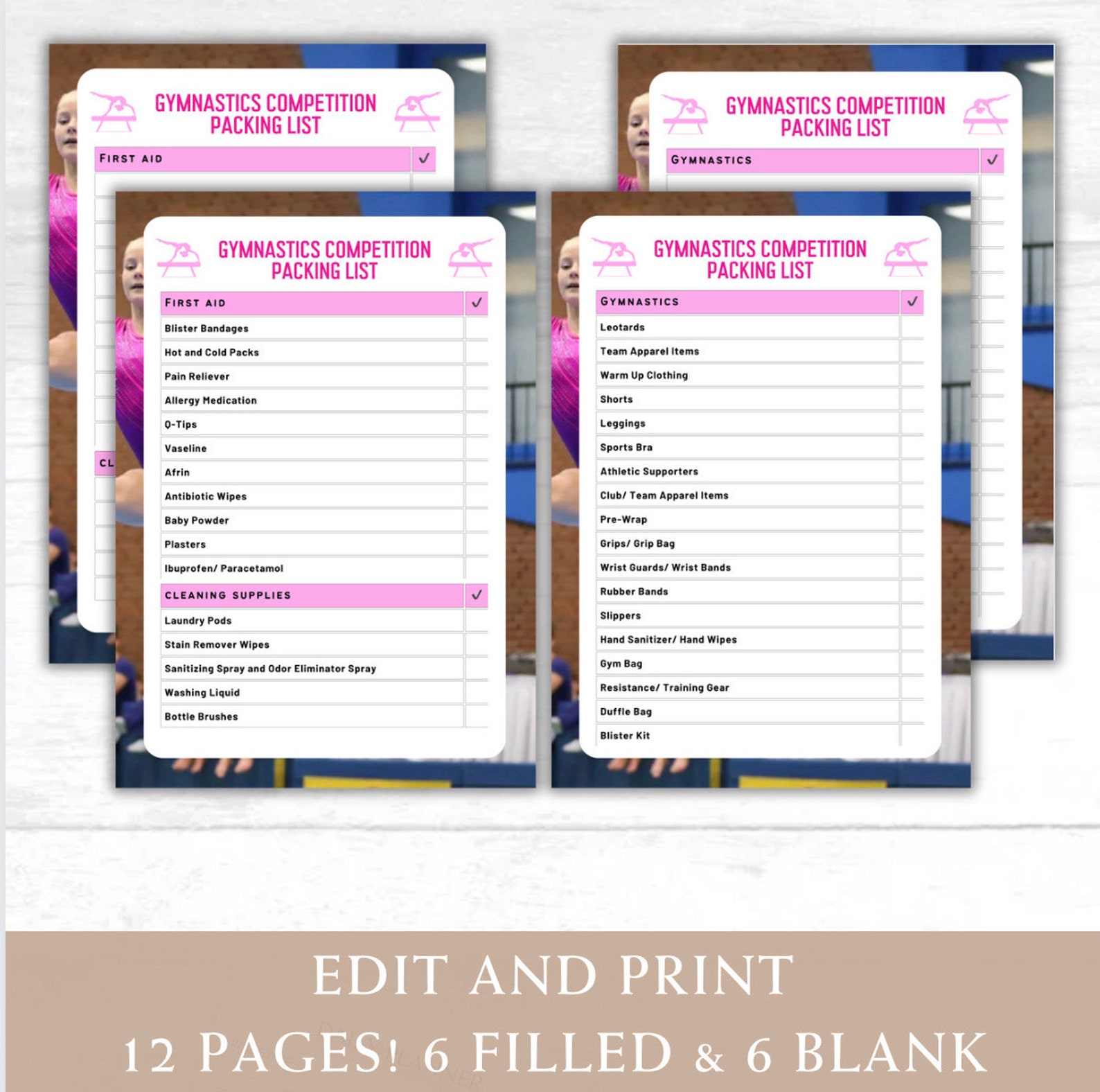 Editable Gymnastic's Competition Packing List for Family, Printable ...