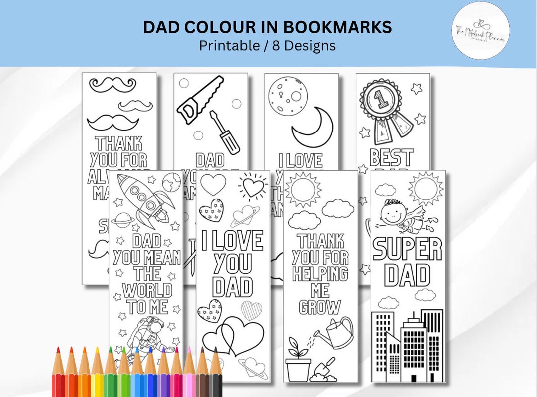 Fathers Day Dad Bookmark Download, Colour in Your Own Bookmarks, PDF ...