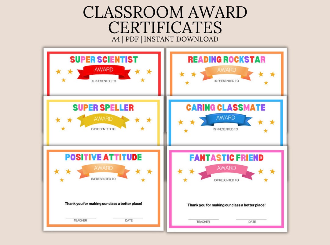 Classroom Awards, End of Year Awards, Student Awards, Printable Student ...