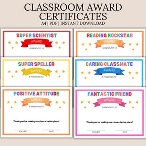Classroom Awards, End of Year Awards, Student Awards, Printable Student ...