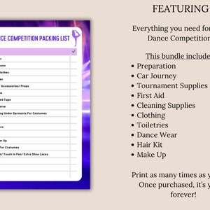 Dance Competition Packing List Printable, Dance Competition Checklist ...