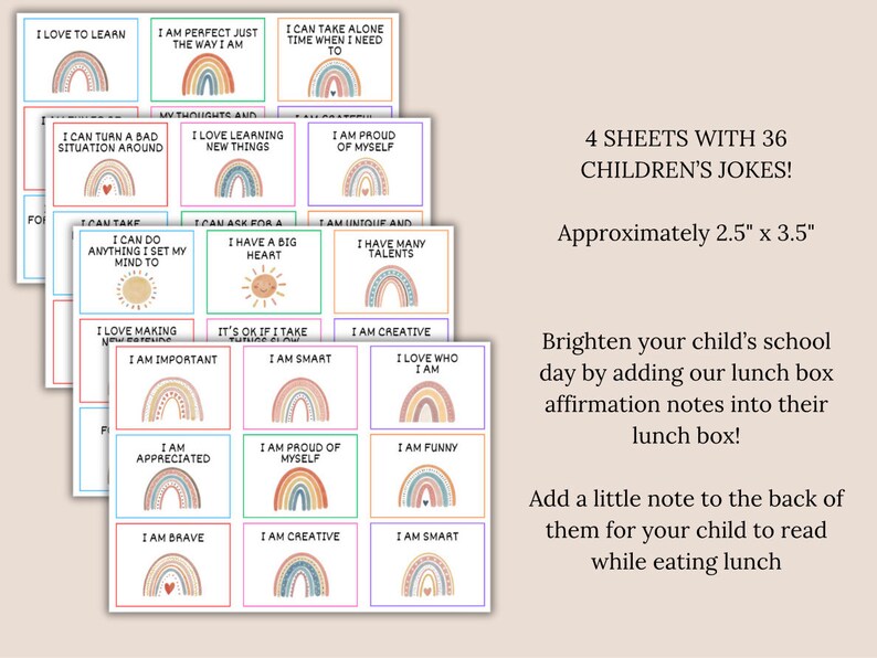 Printable Positive Affirmation Cards for Kids, 36 Printable Affirmation ...