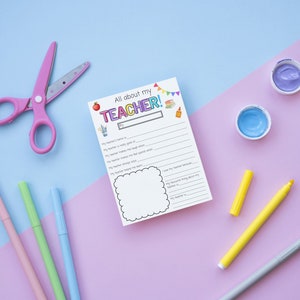 All About My Teacher, Teacher Appreciation Week Printable, Teacher ...
