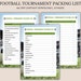 Football Tournament Packing List Printable, Sports Packing List ...