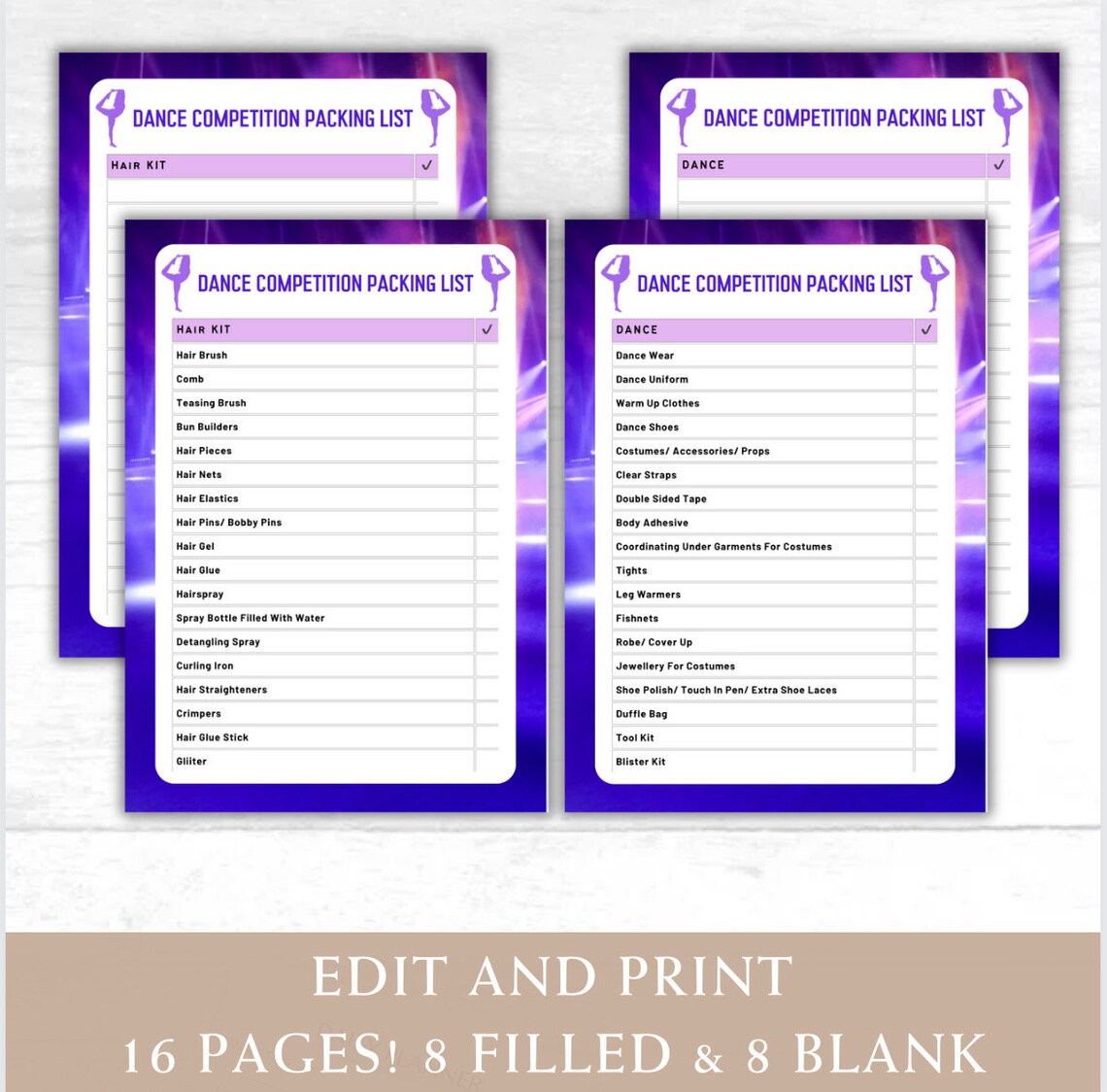 Editable Dance Competition Packing List for Family, Printable Dance ...