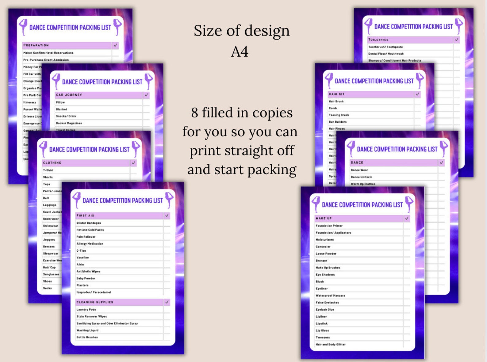 Dance Competition Packing List Printable, Dance Competition Checklist ...