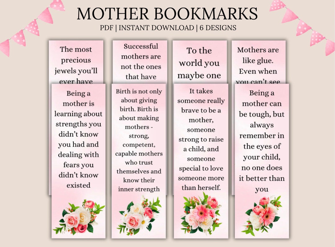 Mum Bookmark Printable, Floral Bookmark, Bookmark, Book Lover Gift ...