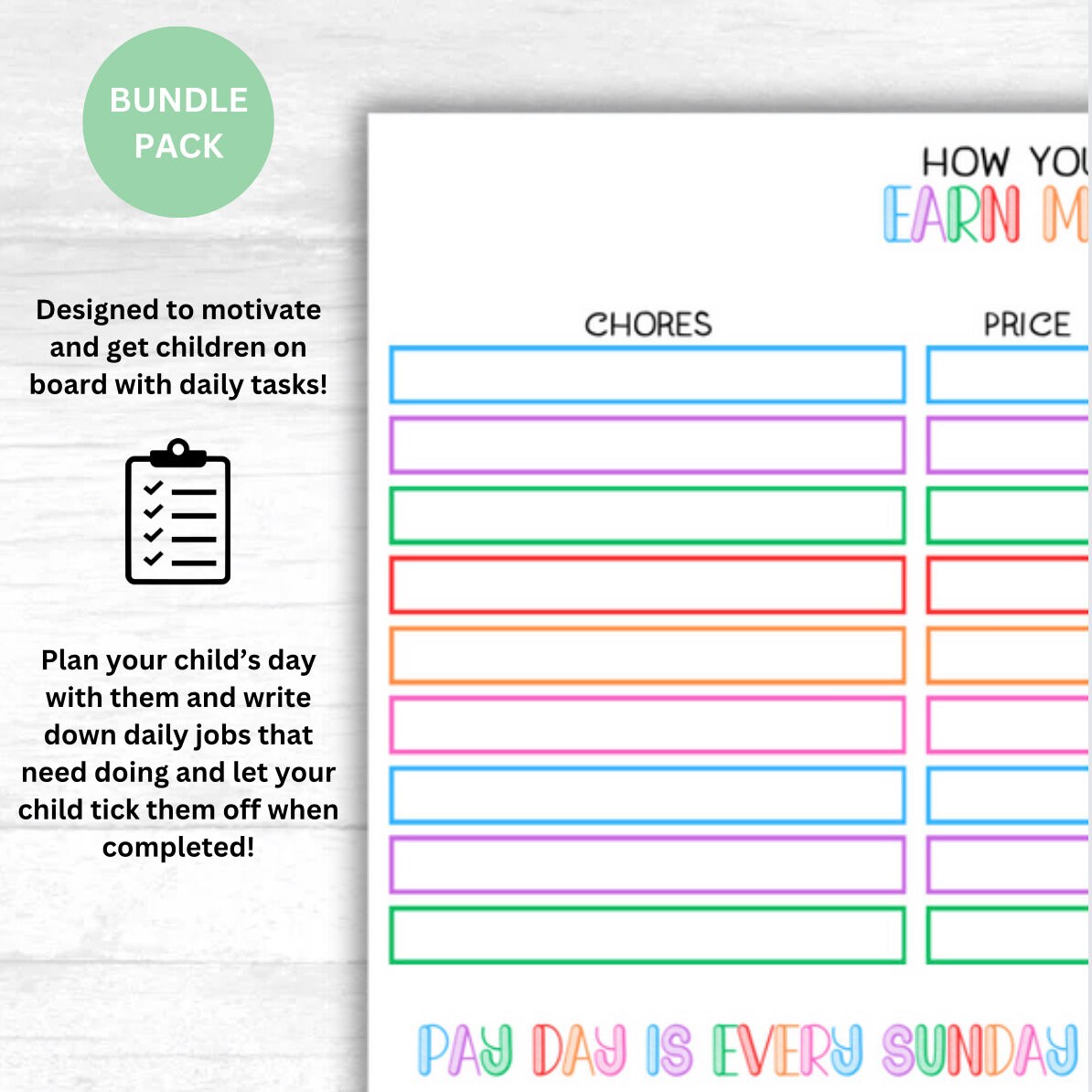 Editable Chore Charts for Children, Chore Chart for Kids, Allowances ...