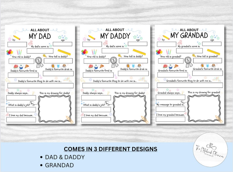 All About My Dad Questionnaire All About My Grandad Questionnaire ...