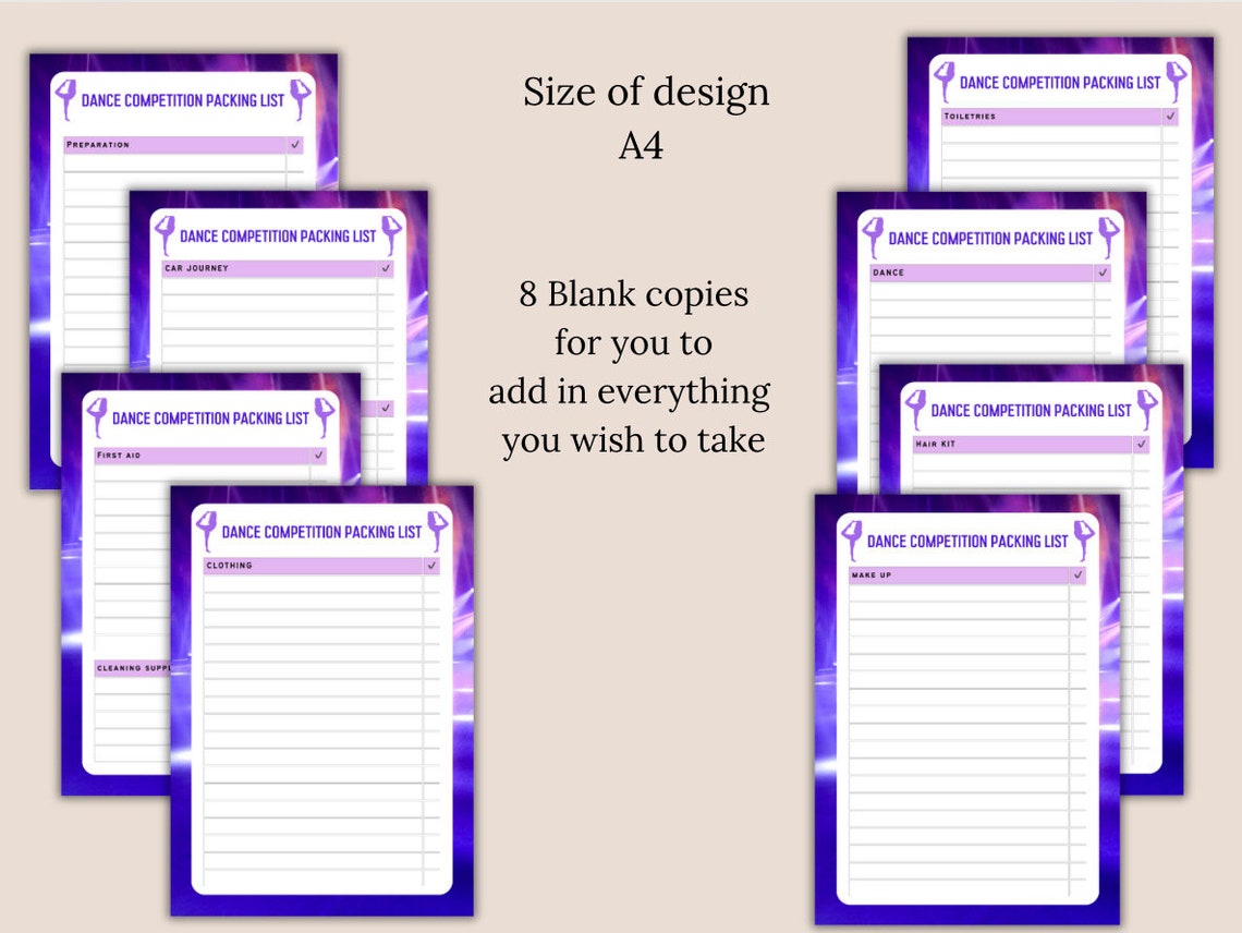 Dance Competition Packing List Printable, Dance Competition Checklist ...