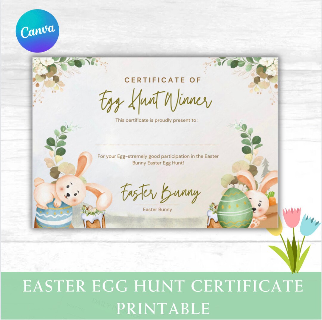 Editable Easter Egg Hunt Certificate, Easter Certificate, Easter Egg ...