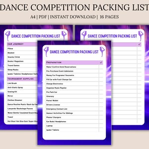 Dance Competition Packing List Printable, Dance Competition Checklist ...