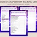 Dance Competition Packing List Printable, Dance Competition Checklist ...