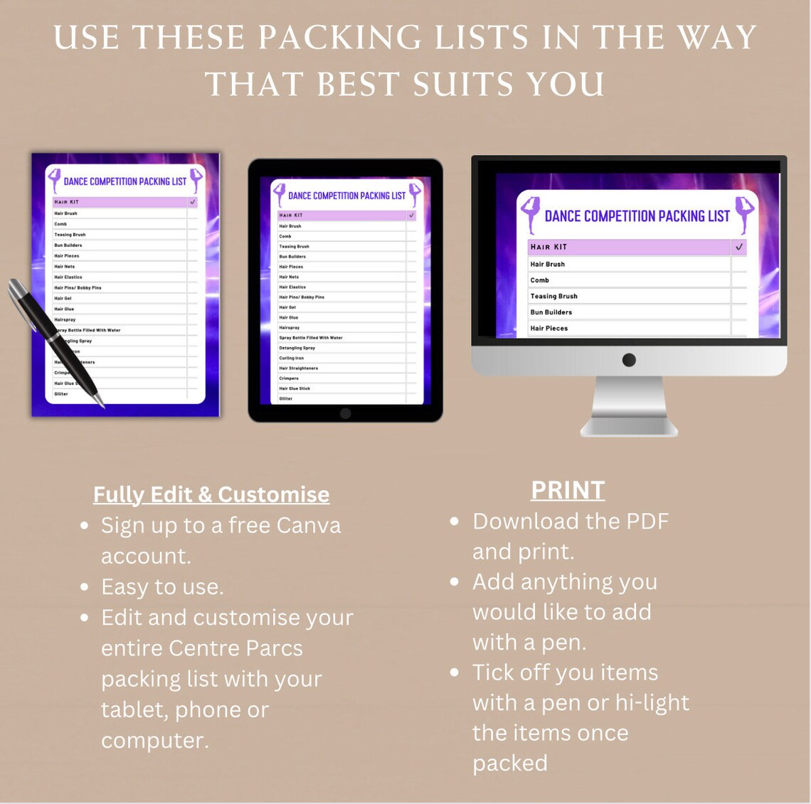 Editable Dance Competition Packing List for Family, Printable Dance ...