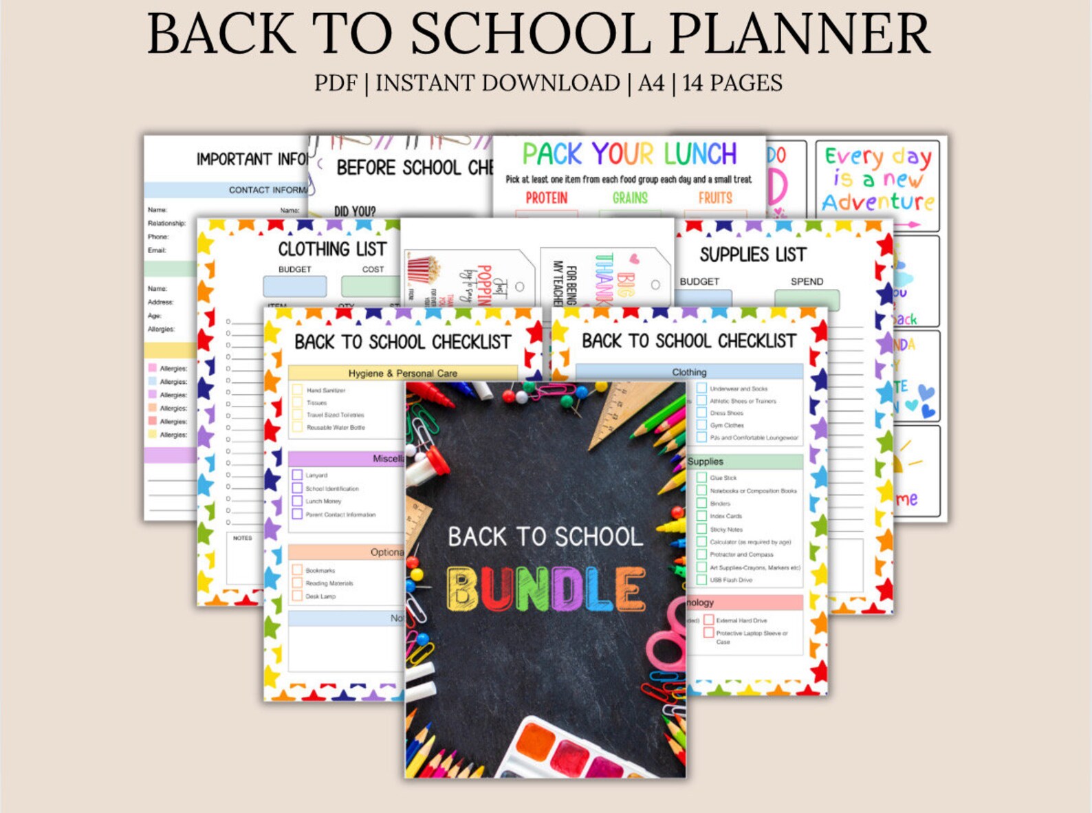 Back to School Planner Printable, Printable Organiser for Parents ...