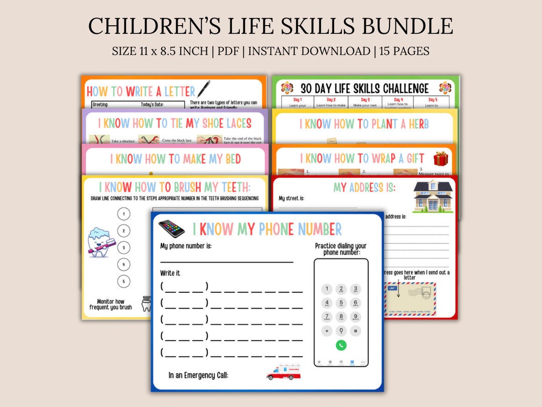 Life Skills Practice Set, Printable, Phone Number Activity, Address ...