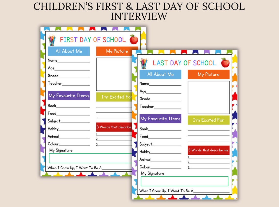 First Day of School Interview, Back to School Printable, Worksheet ...