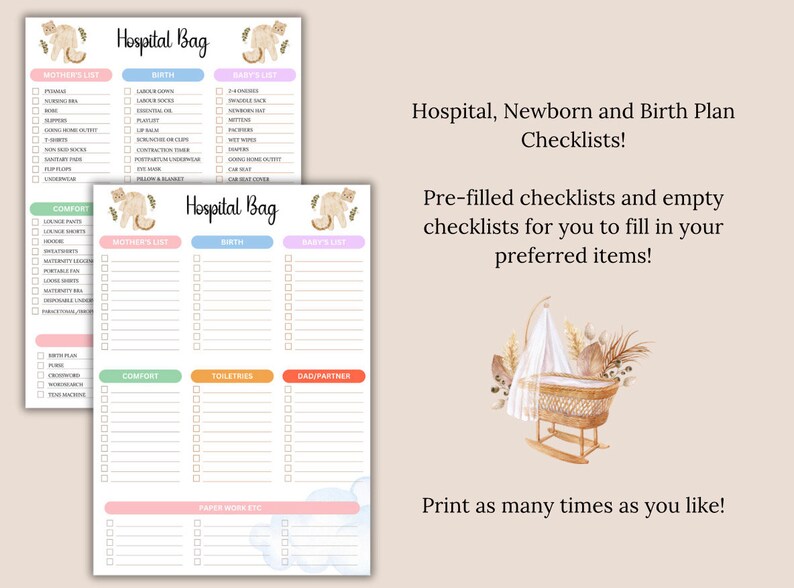 Pregnancy Checklist Bundle, Printable Pregnancy Planner to Do Lists ...