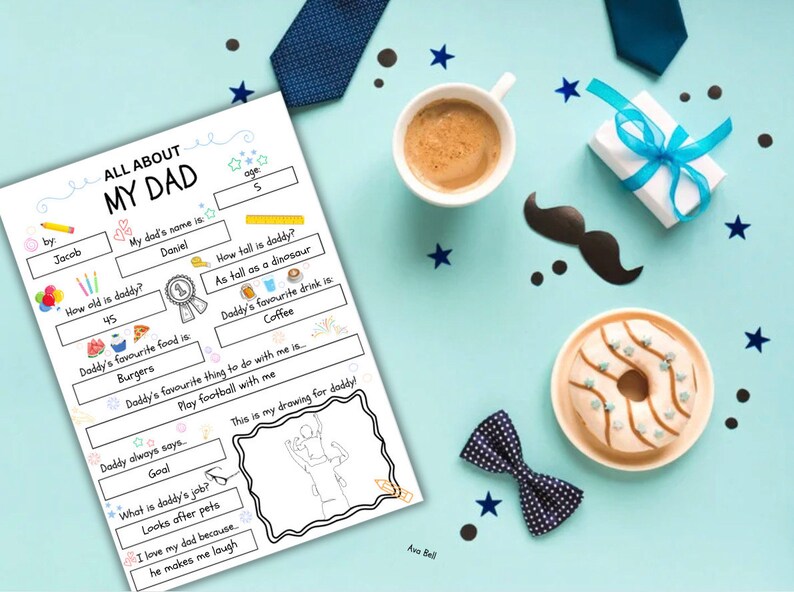 All About My Daddy Printable, Fathers Day Gift, Dad Fill in Card ...