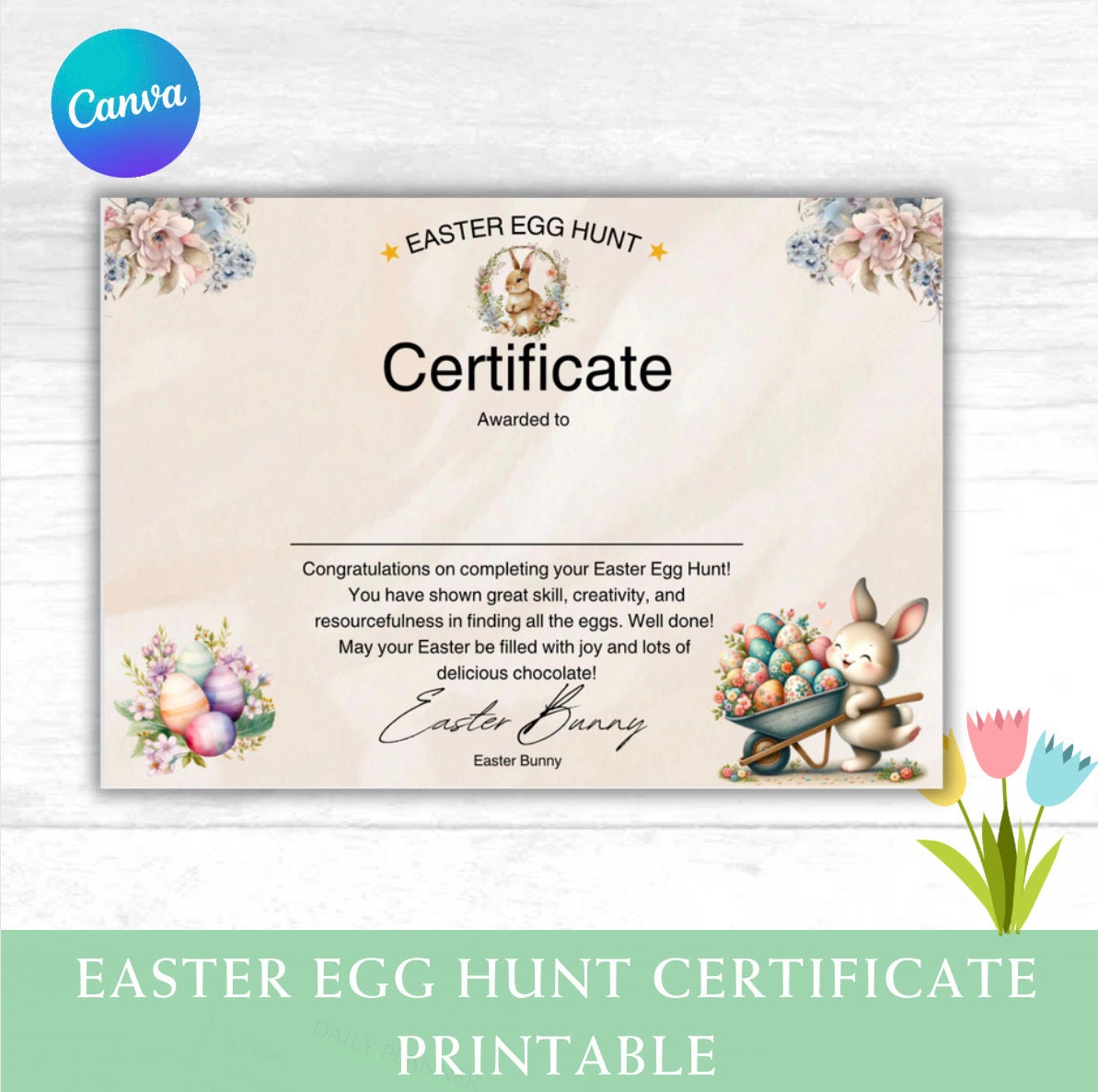 Easter Bunny Certficate Printable, Certificate Easter Bunny, Kids ...