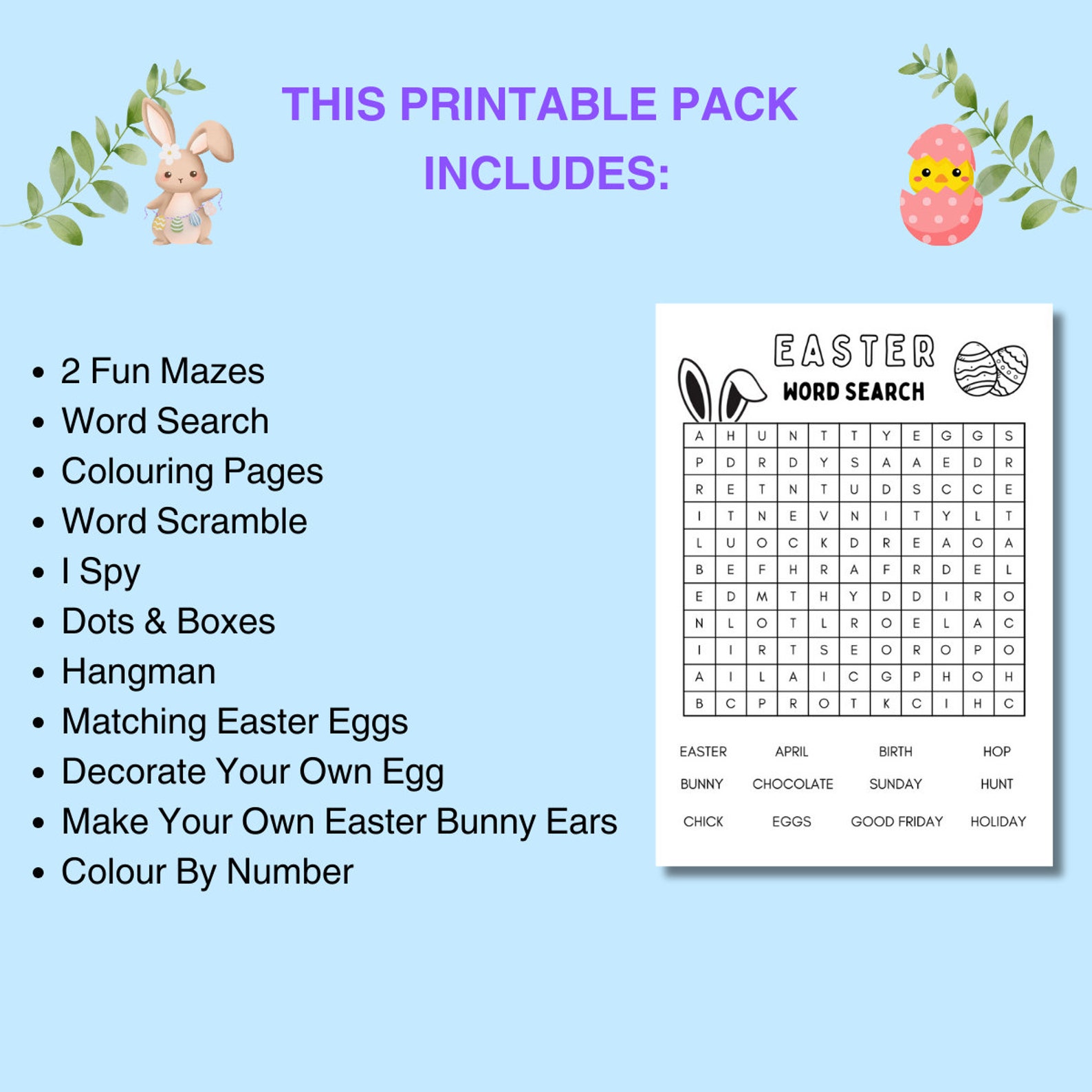 Easter Activity Printable, Easter Activity Pack, Easter Games, Easter ...