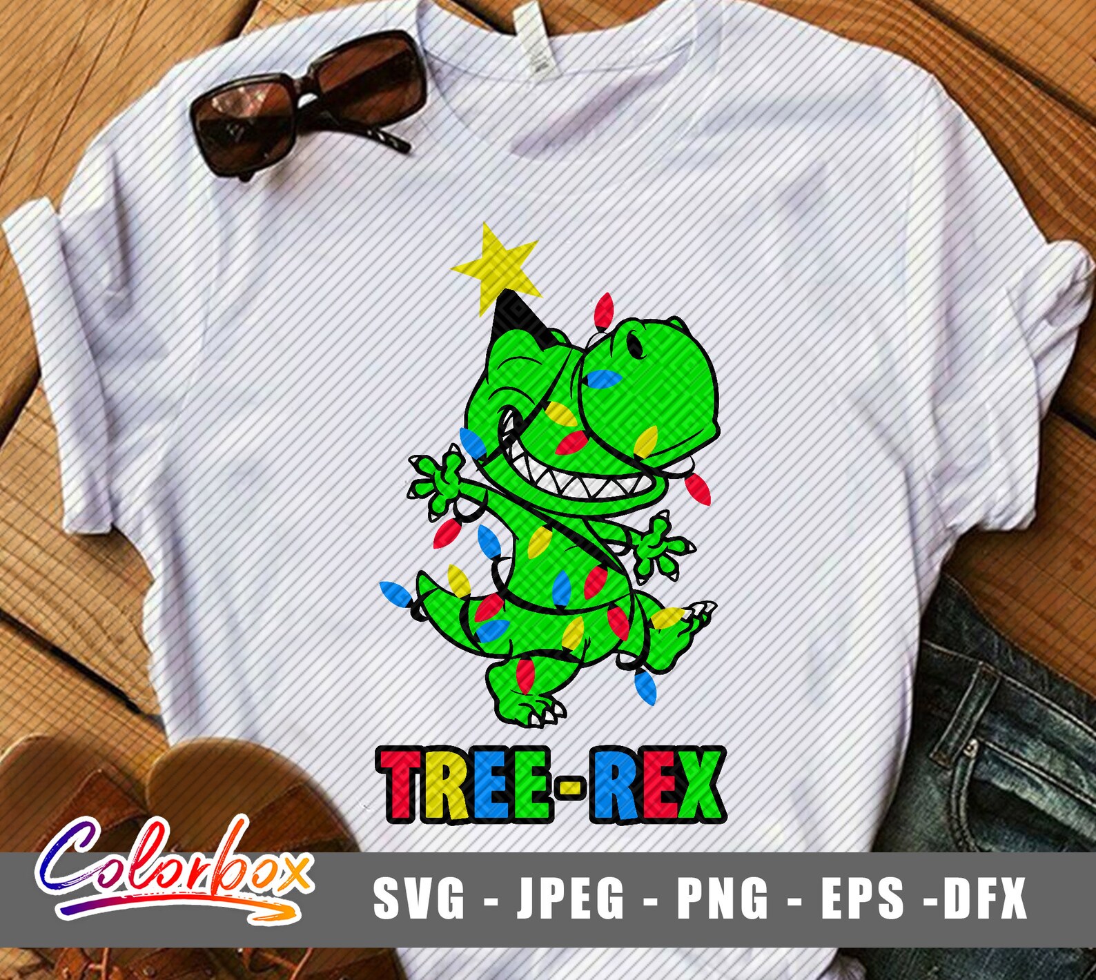 Tree Rex Svg Christmas Dinosaur Svg Holiday Dino With Lights | Etsy