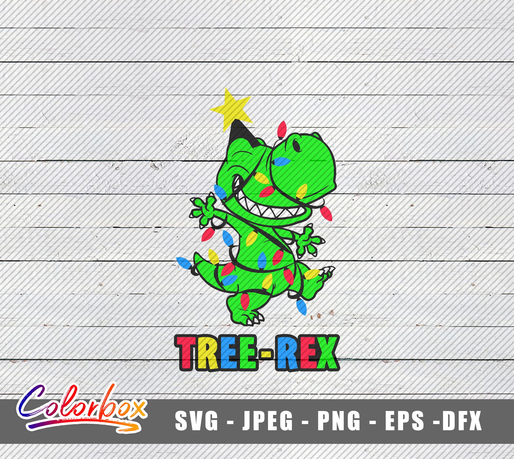 Tree Rex Svg Christmas Dinosaur Svg Holiday Dino With Lights | Etsy