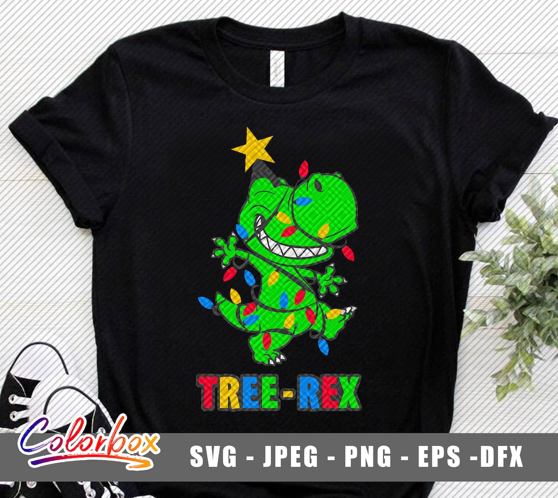Tree Rex Svg Christmas Dinosaur Svg Holiday Dino With Lights | Etsy