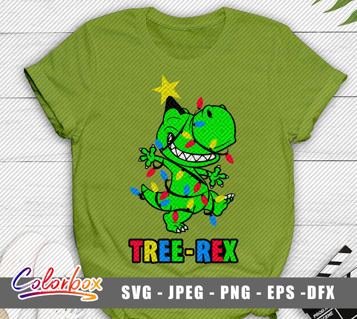 Tree Rex Svg Christmas Dinosaur Svg Holiday Dino With Lights | Etsy
